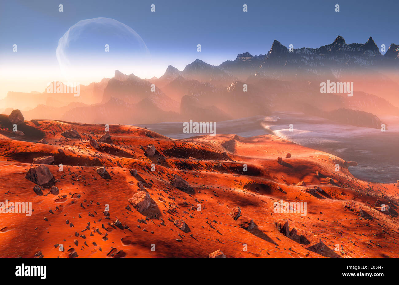 Surface of Mars and Phobos Moon Stock Photo - Alamy