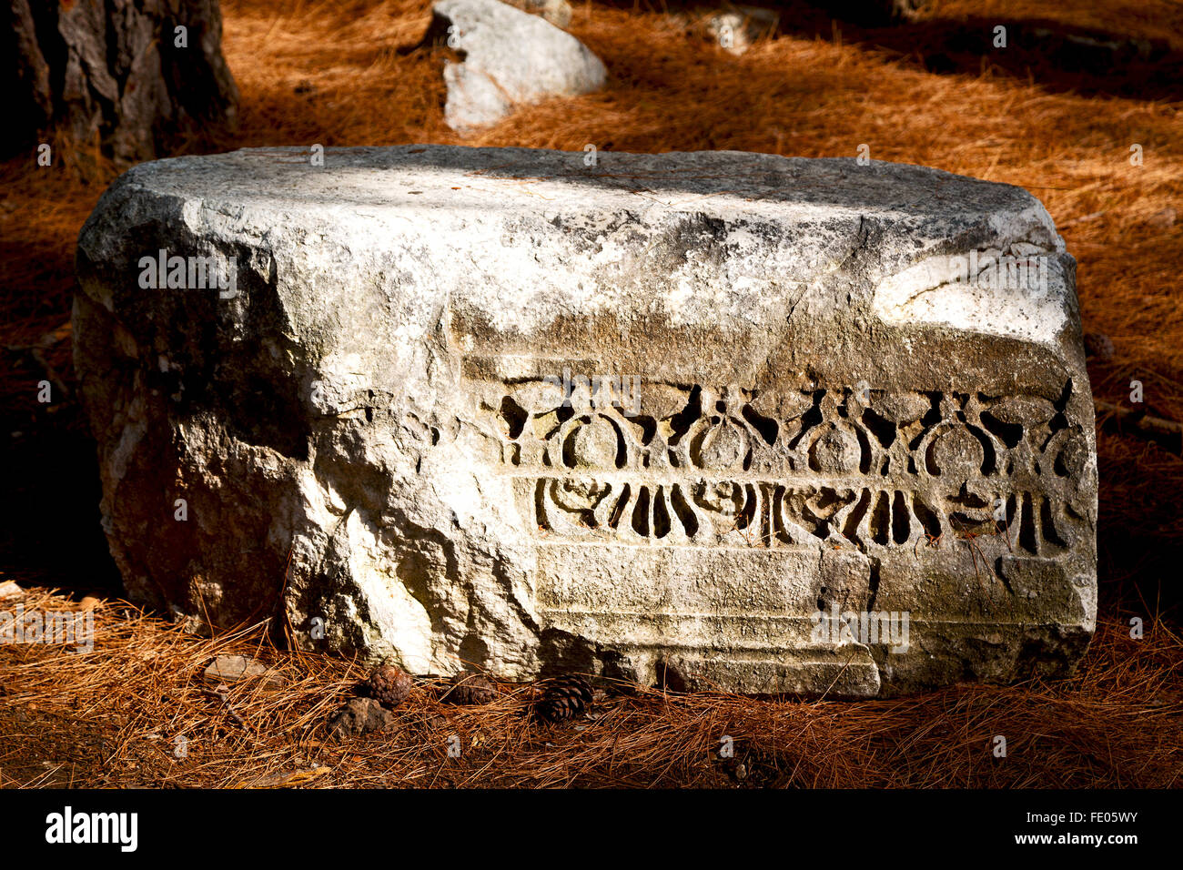 in phaselis temple turkey asia old ruined column and destroyed stone ...