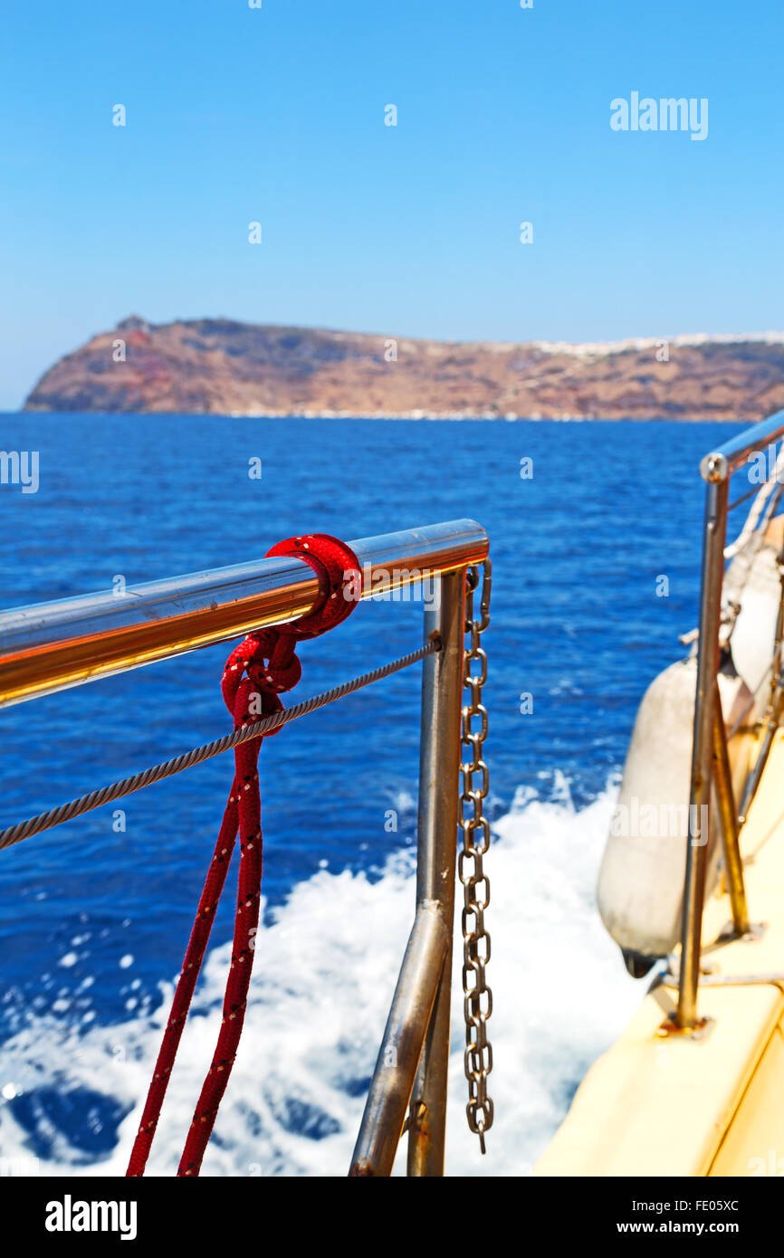 rope and metal in the blue skay aocean mediterranean sea Stock Photo ...