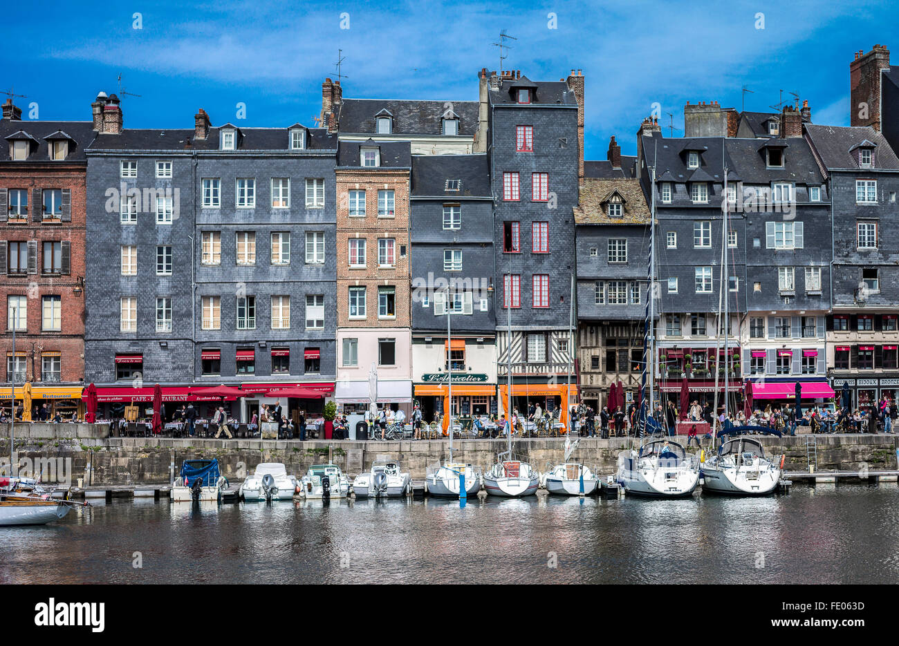 France, Normandy, Honfleur, boats in the old harbor basin Stock Photo ...