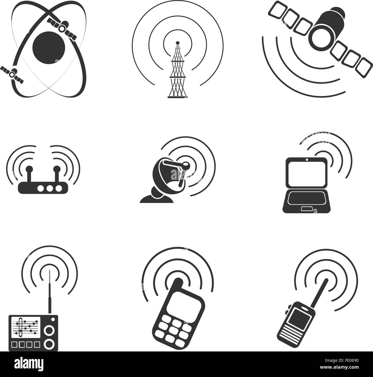 Radio signal simple vector icons Stock Vector Image & Art - Alamy