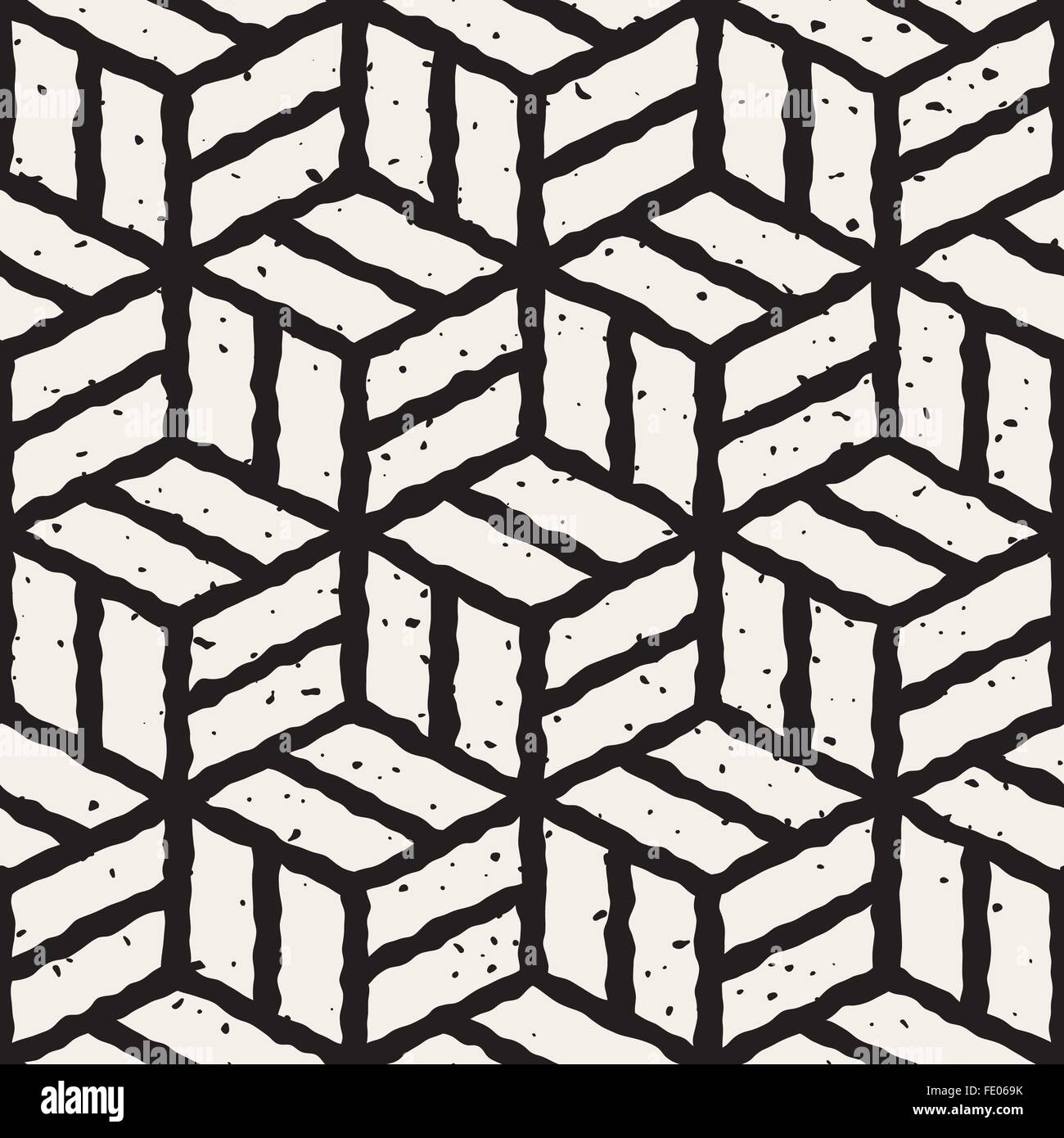 Vector Seamless Black And White Hand Painted Line Geometric Cubic ...