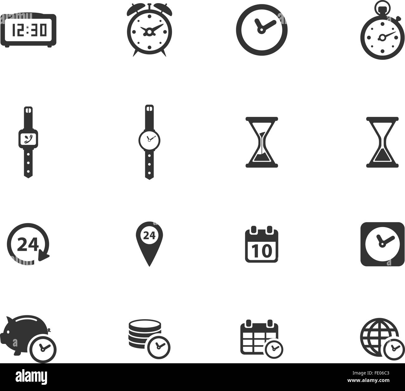 Time pictogram Black and White Stock Photos & Images - Alamy