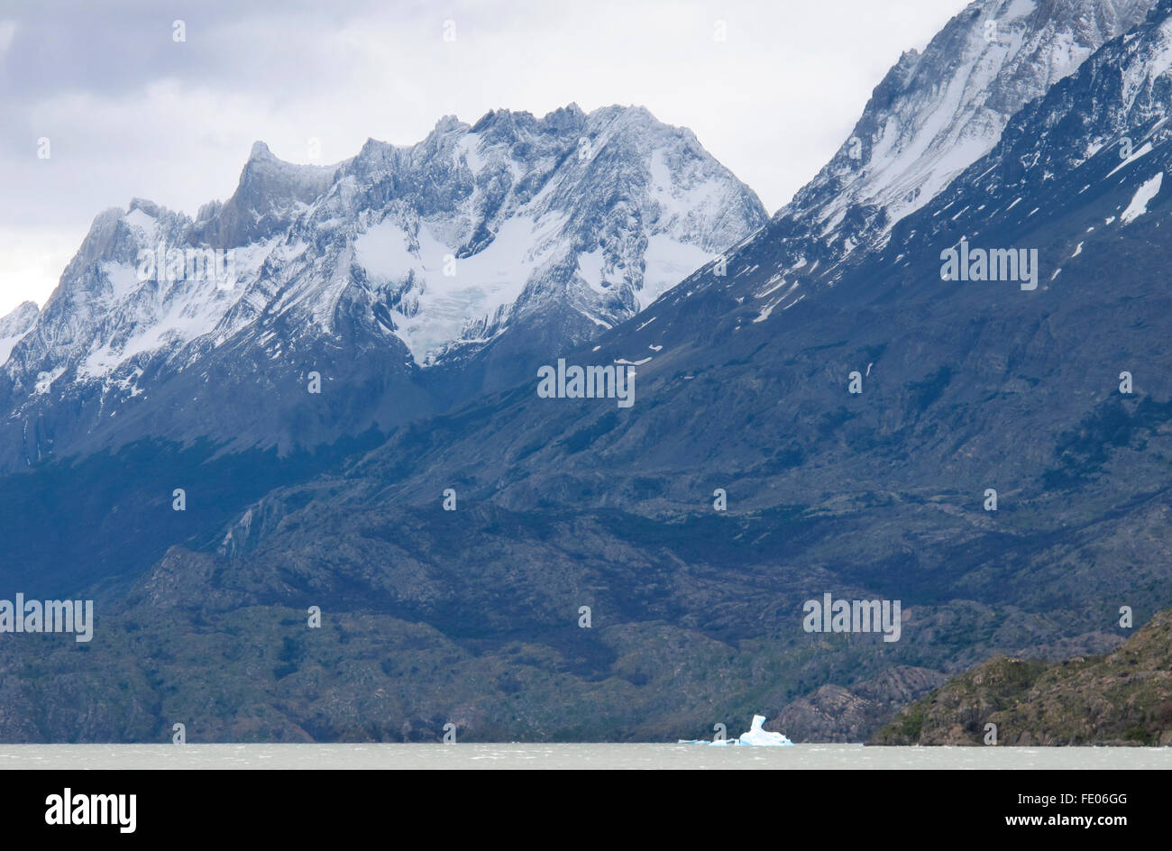 Patagonian landscape with mountain and lake. Chile. Horizontal Stock ...