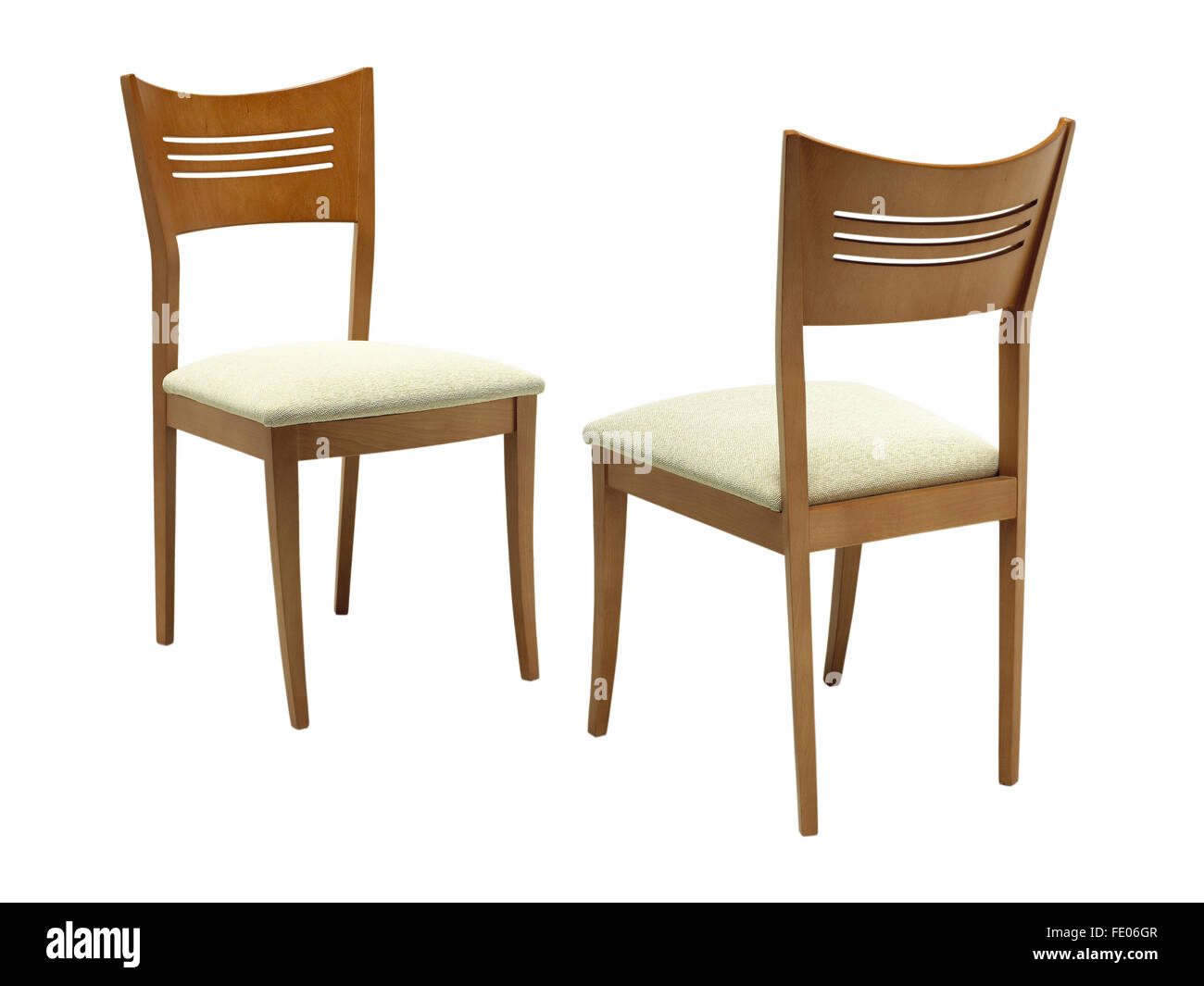 A pair of wooden chairs. Horizontal. Isolated on white Stock Photo - Alamy