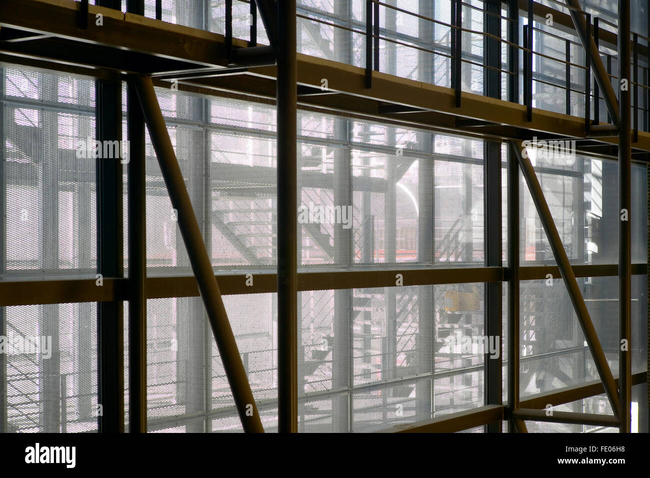 Industrial building background with metallic structures. Horizontal ...