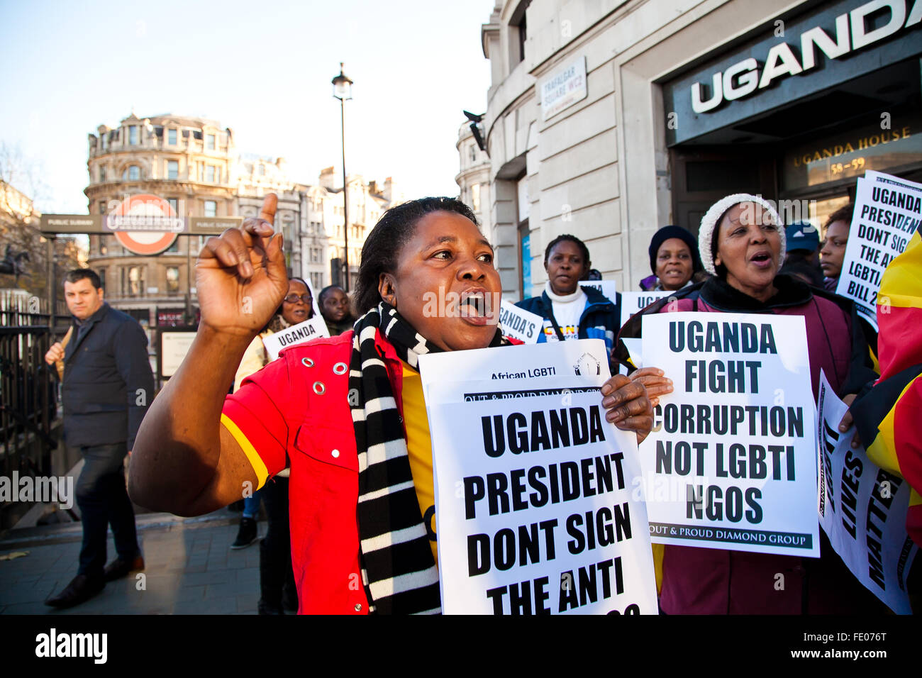 Protesters outside Uganda High Commission in London urging the ...