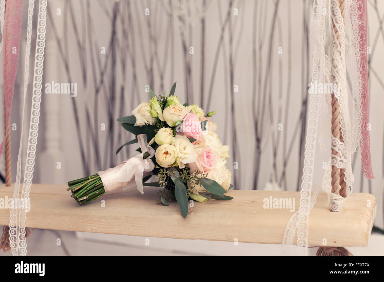 bridal bouquet from roses on a swing Stock Photo - Alamy