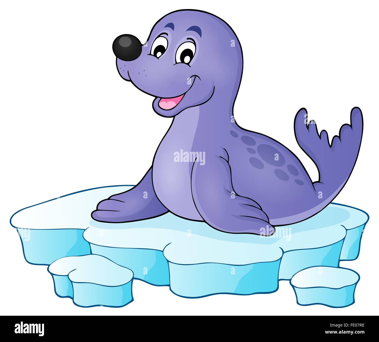 Happy seal on iceberg theme 1 - picture illustration Stock Photo - Alamy