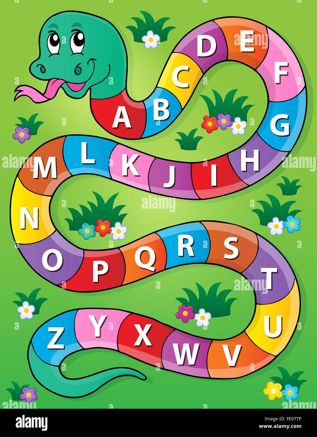 Snake with alphabet theme image 2 - picture illustration Stock Photo ...