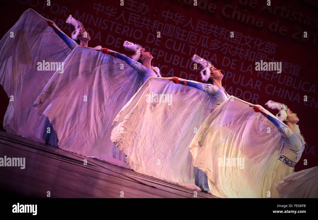 Quito, Ecuador. 2nd Feb, 2016. Members of the artistic group of Henan ...