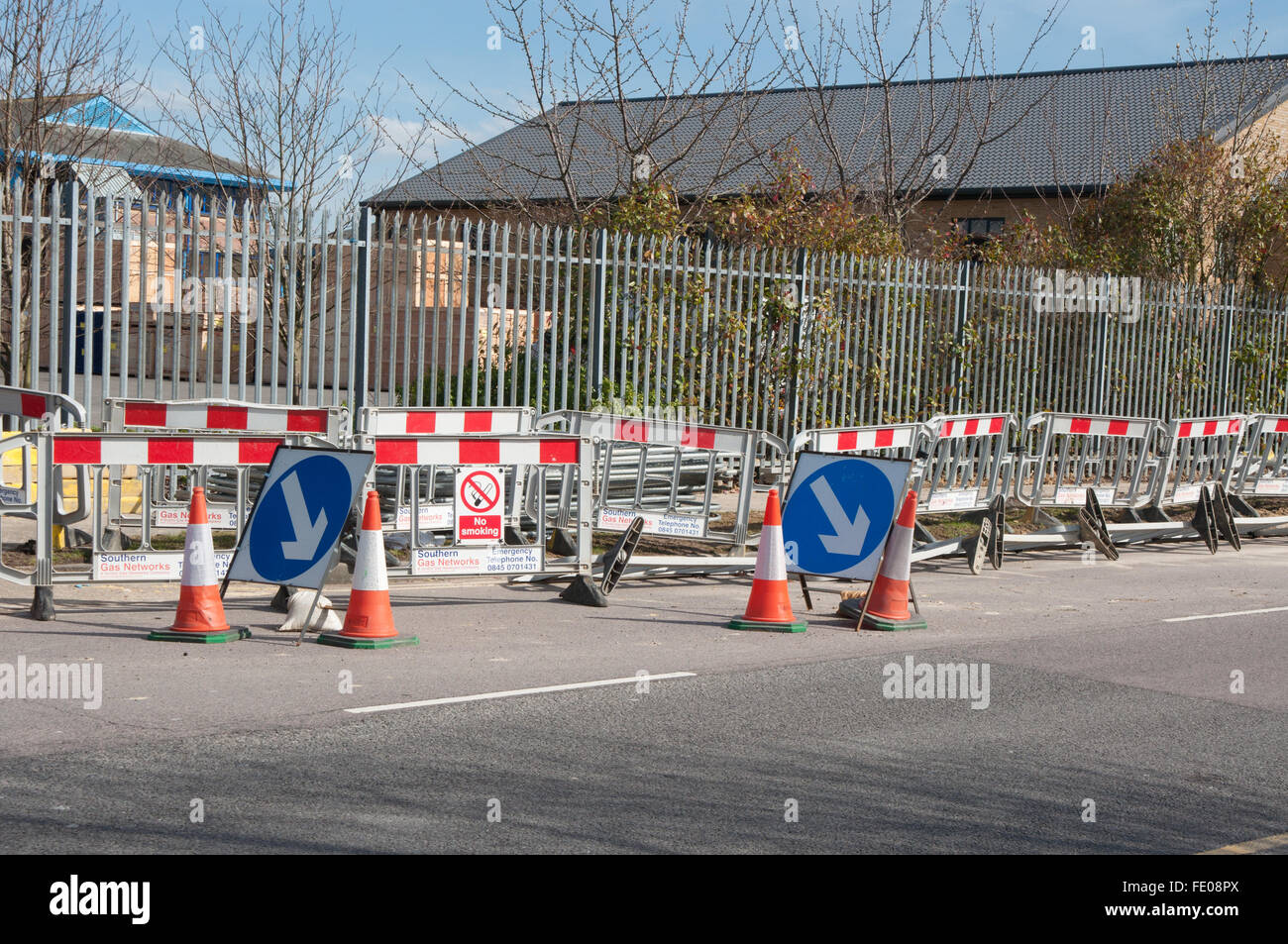 roadworks and signage Stock Photo - Alamy
