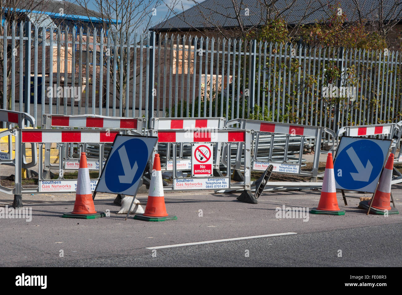 roadworks and signage Stock Photo - Alamy