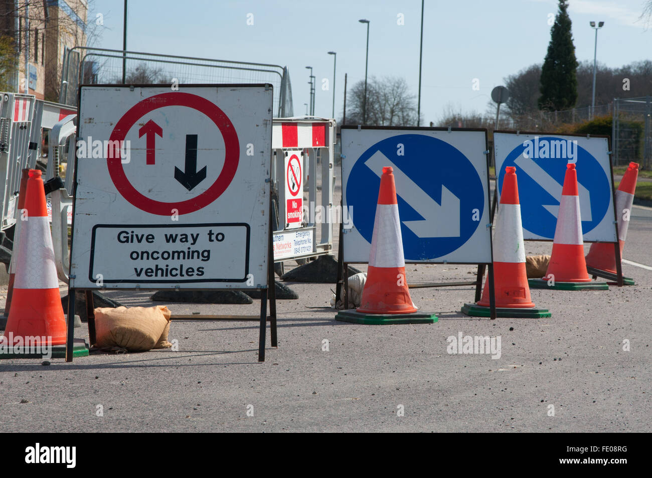 roadworks and signage Stock Photo - Alamy