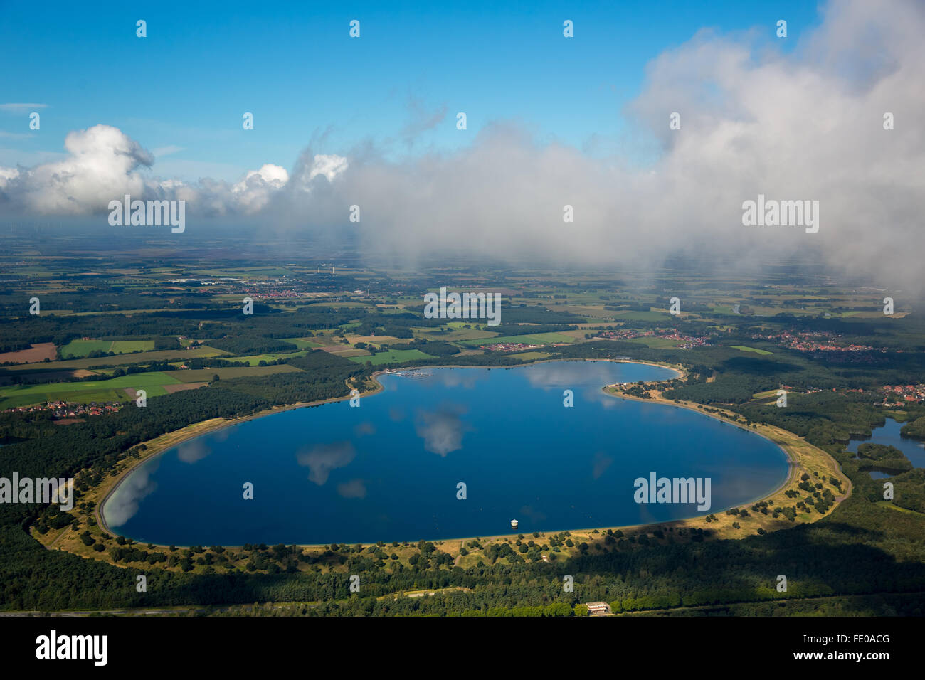 Aerial view, reservoir Geeste, Geeste, cooling water pool for the ...