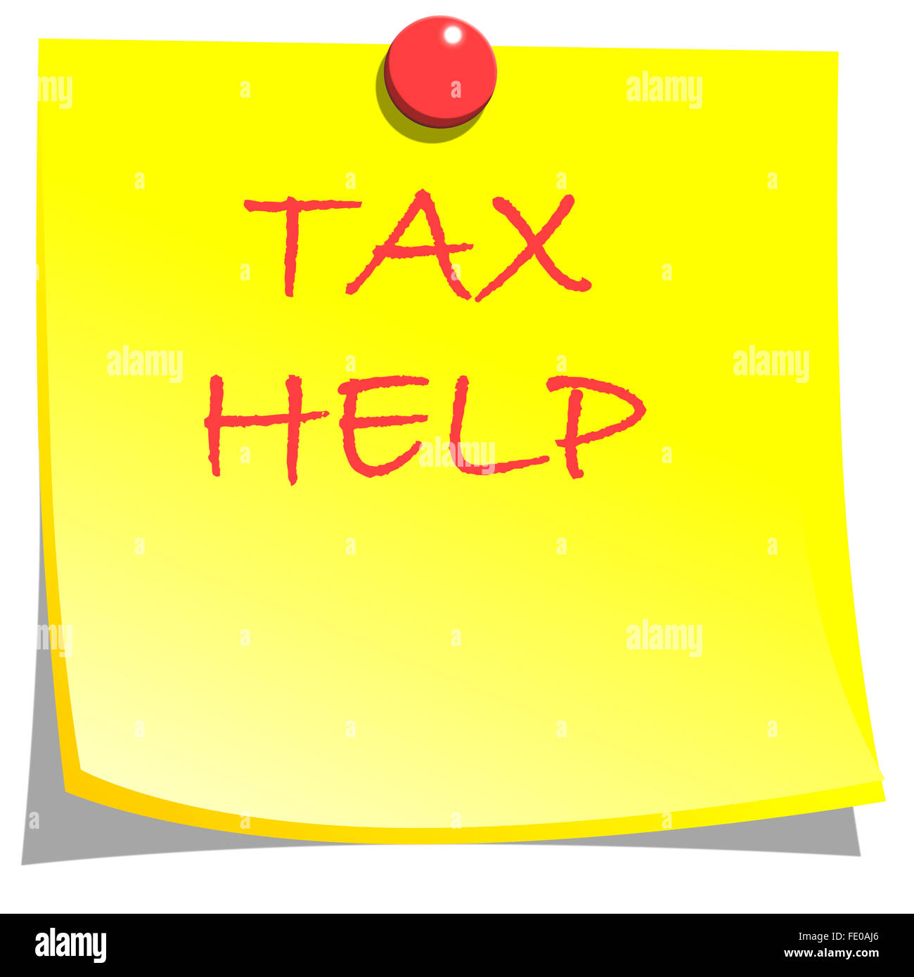 Yellow sticky note - Tax Help Stock Photo - Alamy