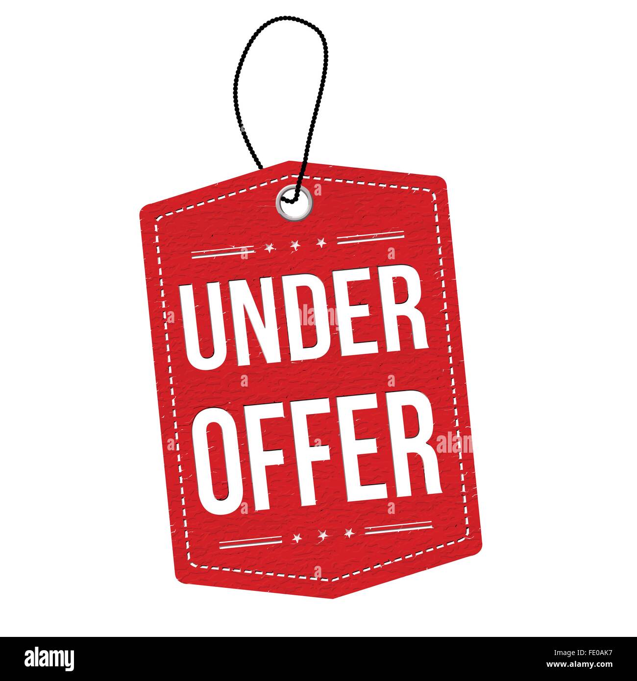 Under offer red leather label or price tag on white background, vector ...