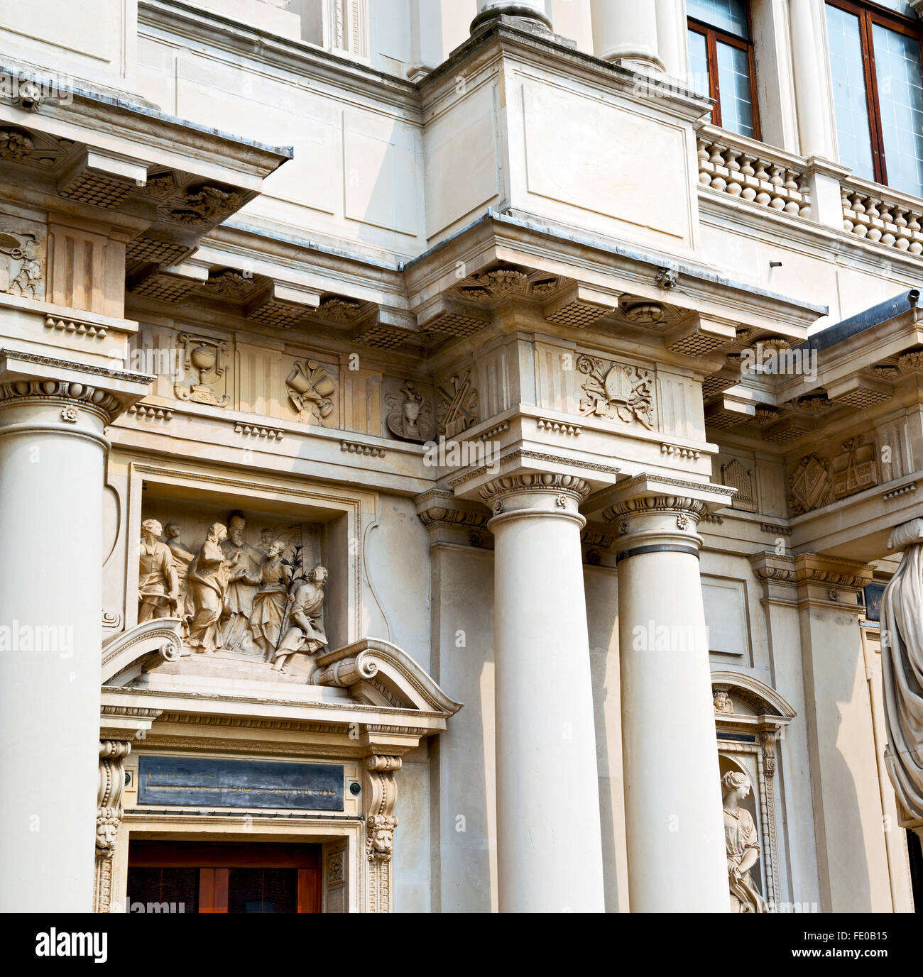 marble in old historical construction italy europe milan and statue ...