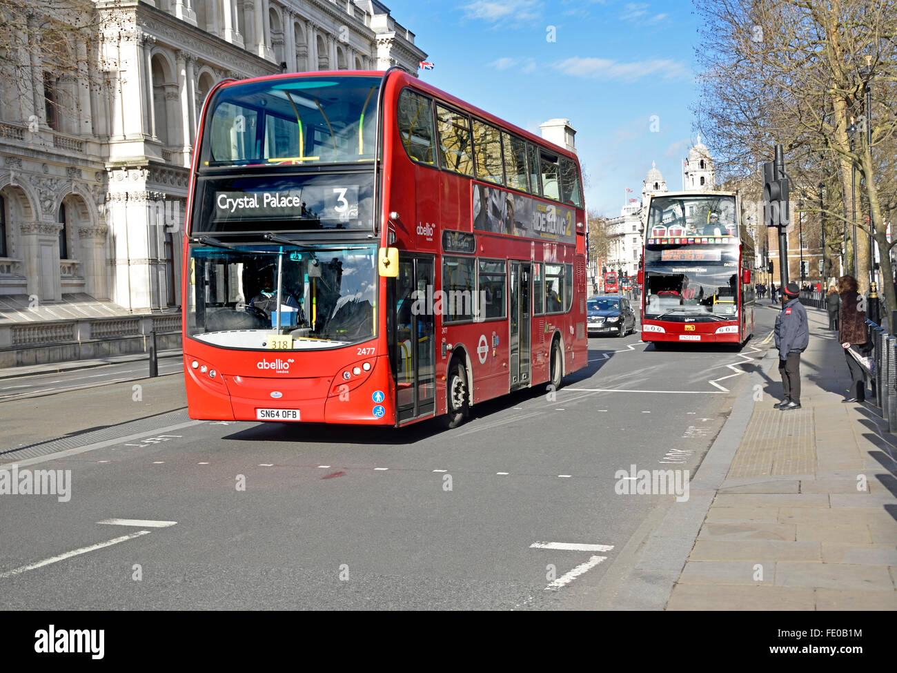 London, England, UK. Double-decker buses in Whitehall Stock Photo - Alamy