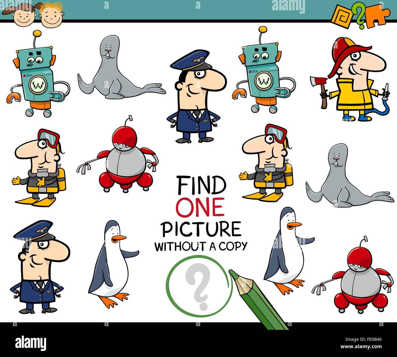 Cartoon Illustration of Educational Task of Find Single Item for ...