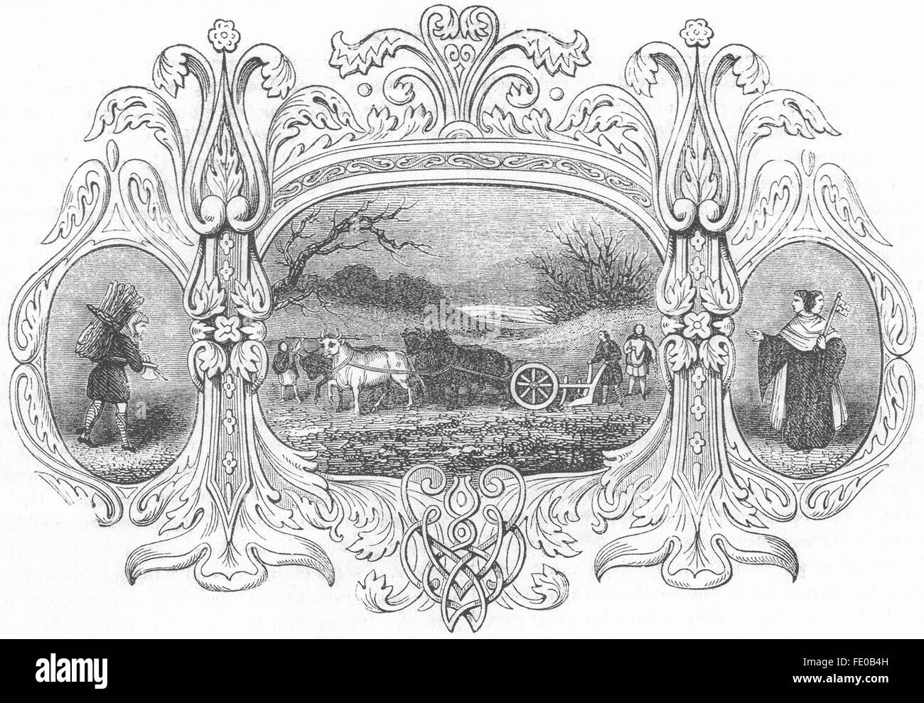 TRIBAL: Saxon Emblems of month, antique print 1845 Stock Photo - Alamy