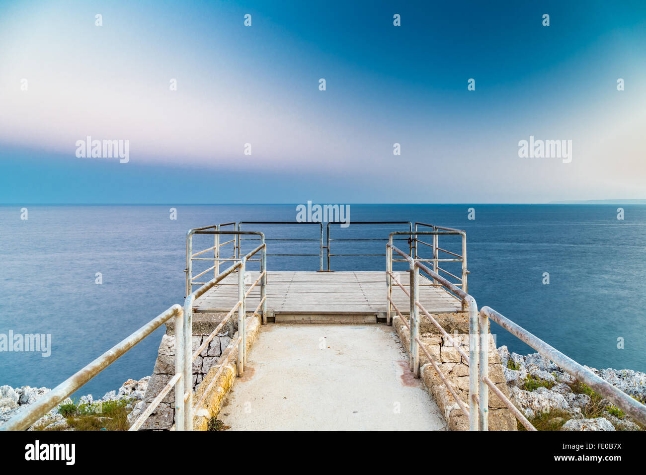 lookout platform on the Adriatic sea in the Salento peninsula in Italy ...