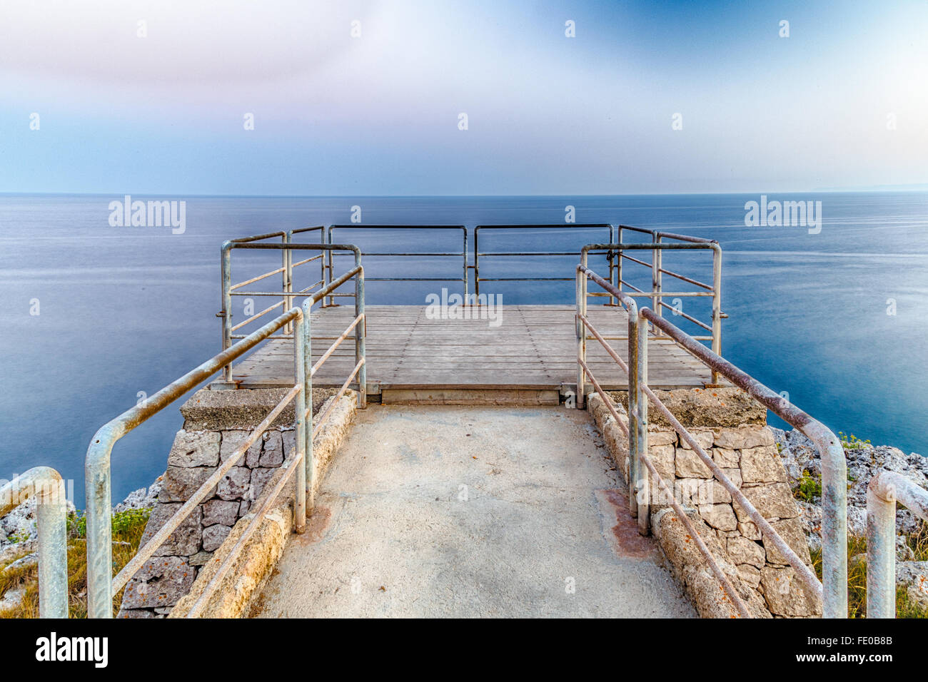 lookout platform on the Adriatic sea in the Salento peninsula in Italy ...