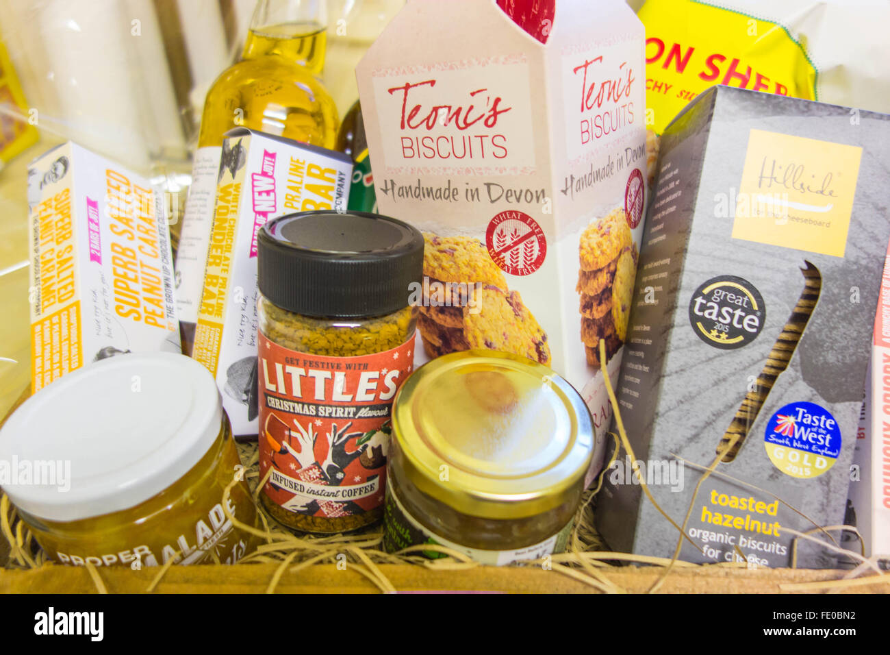 West country food hamper Stock Photo - Alamy