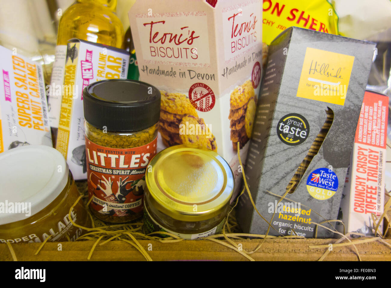West country food hamper Stock Photo - Alamy