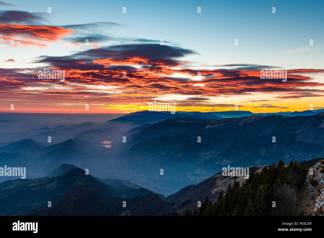 Italy Veneto View from Mount Pizzoc Stock Photo - Alamy