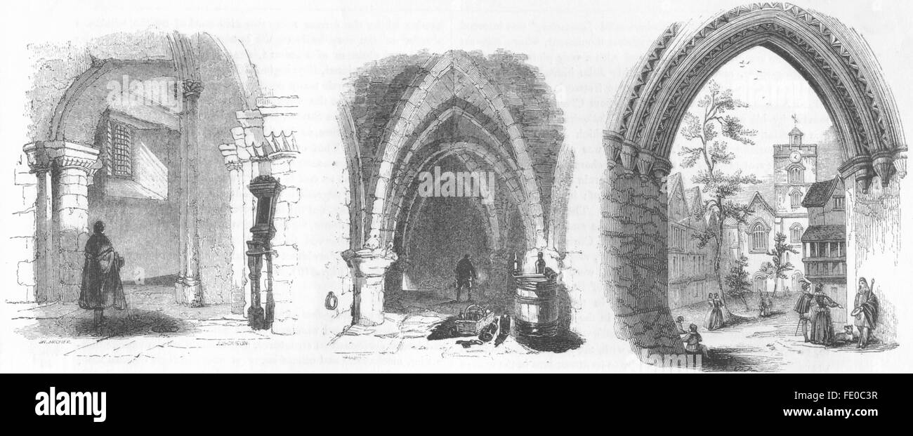 ST BARTHOLOMEW'S CHURCH: entry, Crypt, antique print 1845 Stock Photo ...