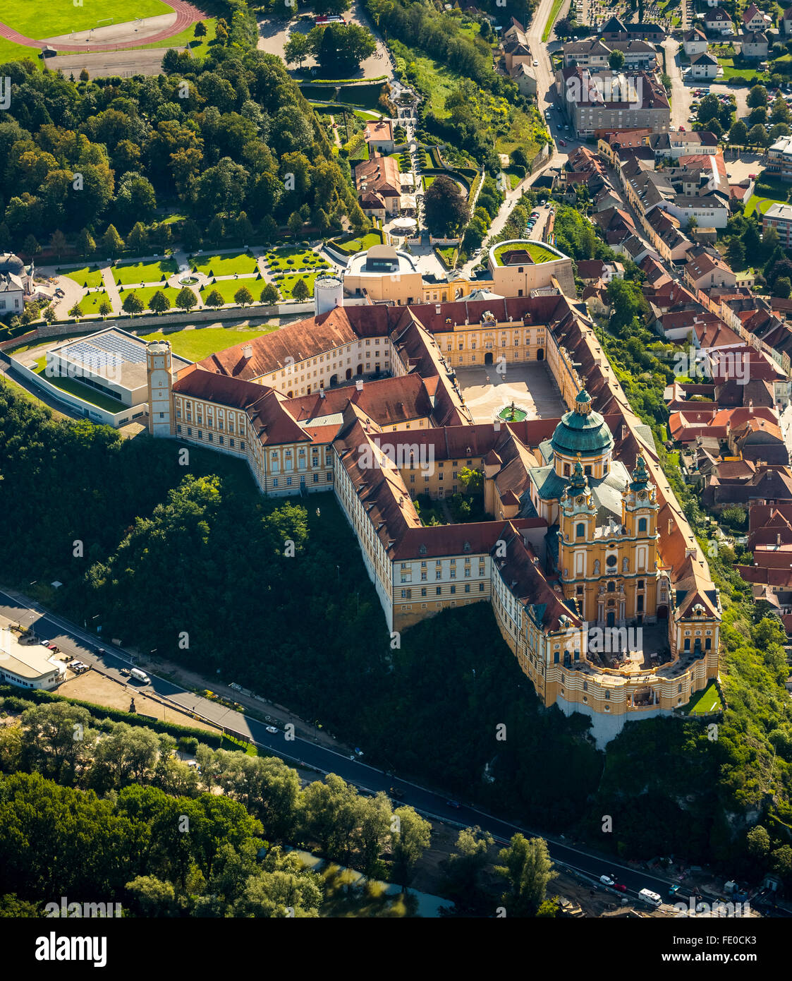 Aerial view, Benedictine Monastery, Unesco World Heritage Site ...