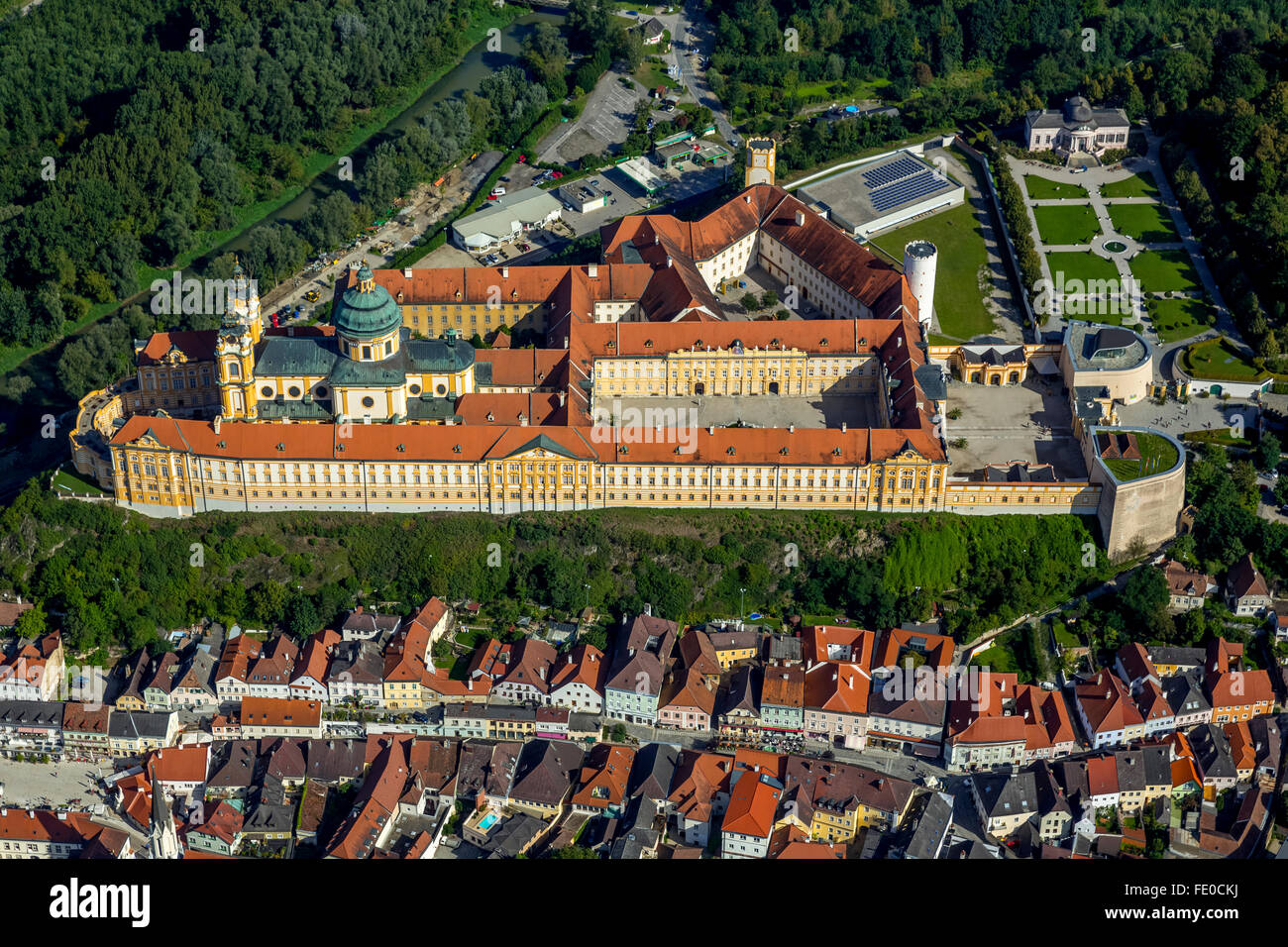 Aerial view, Benedictine Monastery, Unesco World Heritage Site ...
