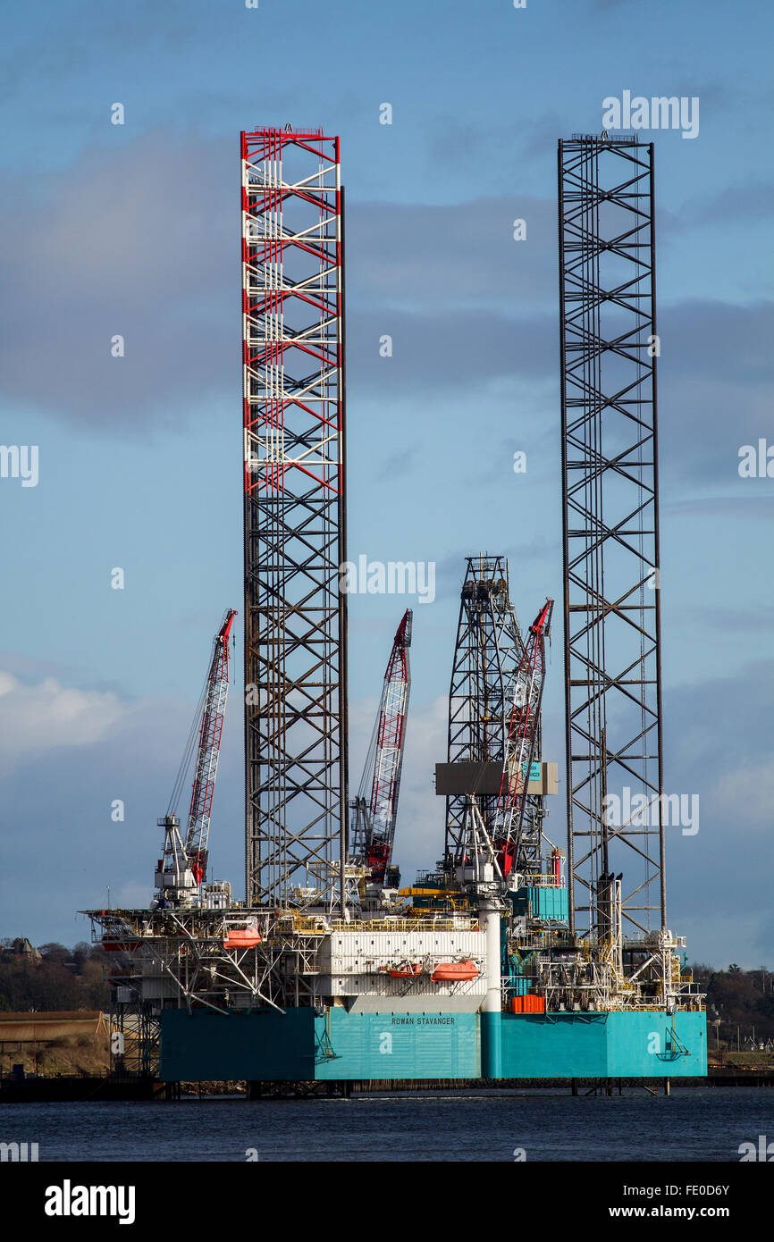 The jack-up oil rig Rowan Stavanger is berthed at Prince Charles Wharf ...
