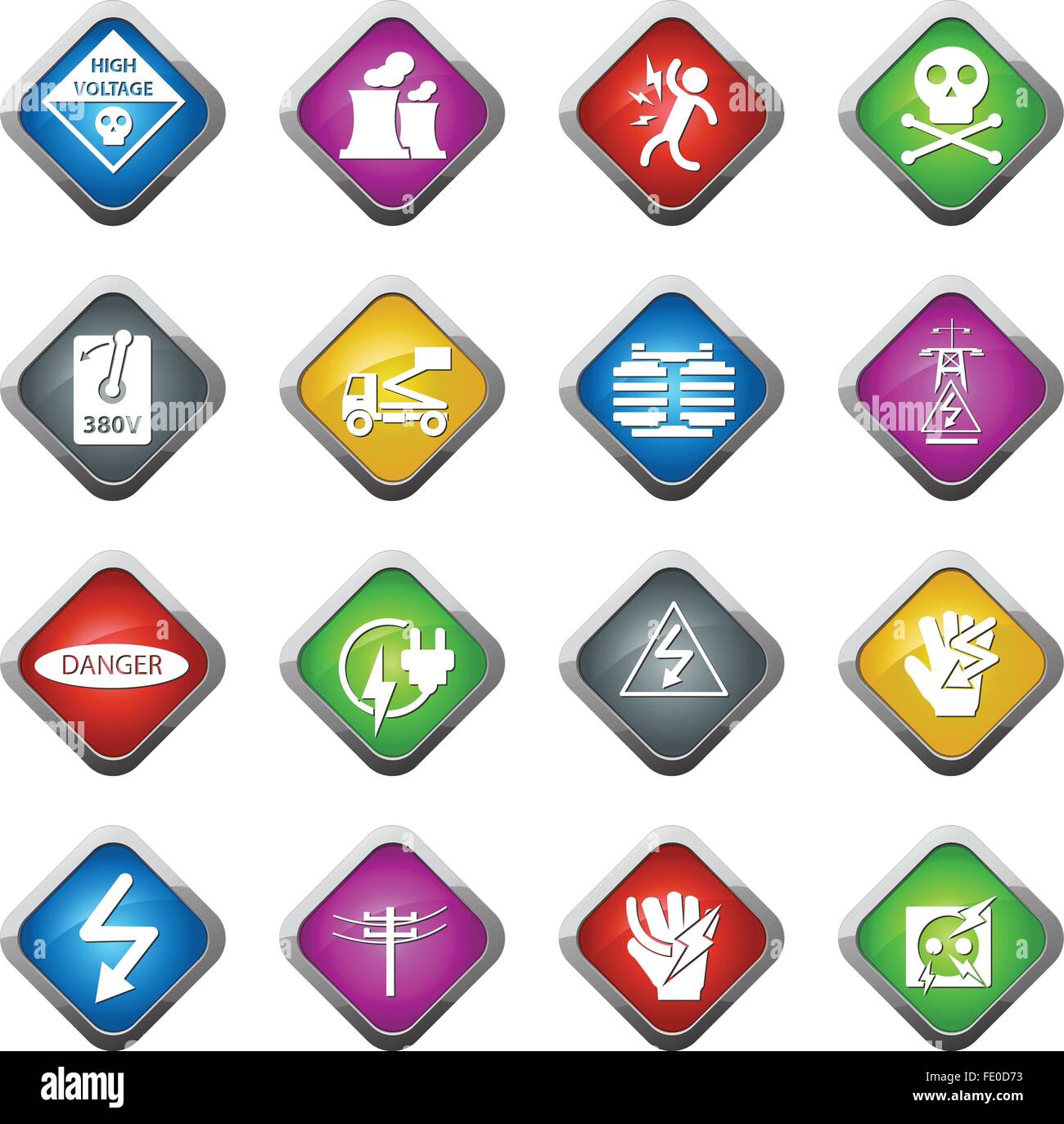 High voltage icons set Stock Vector Image & Art - Alamy