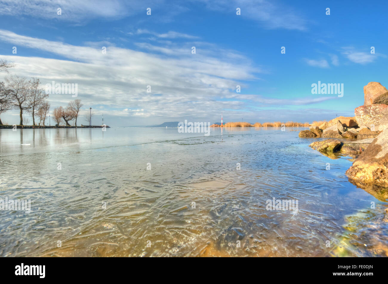 Beautiful landscape from lake Balaton - Hungary, in winter Stock Photo ...