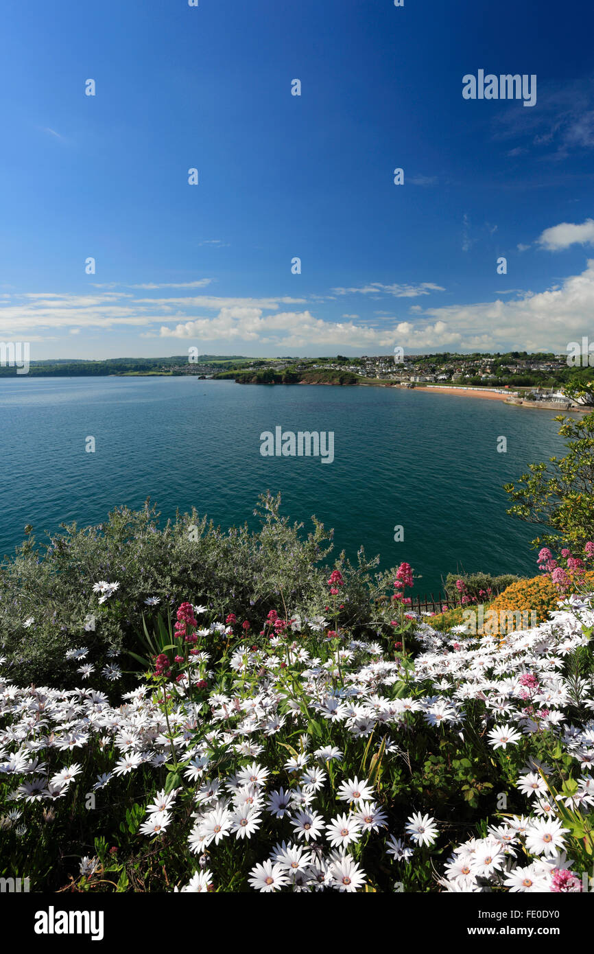 The sweeping Goodrington Sands beach, Torbay, English Riviera, Devon ...