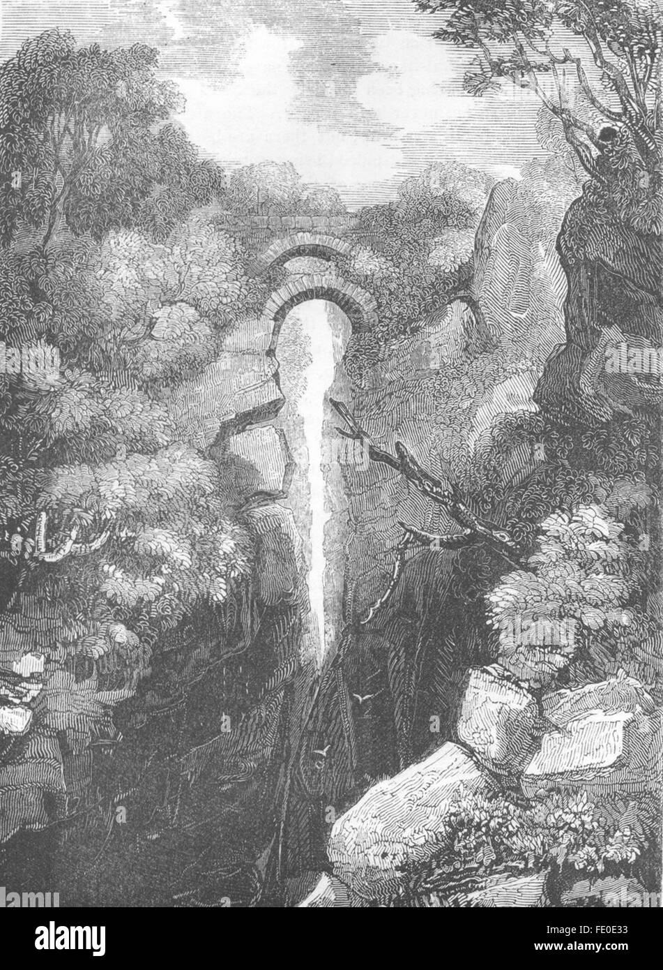 WALES: Devil's Bridge, South Built, antique print 1845 Stock Photo - Alamy