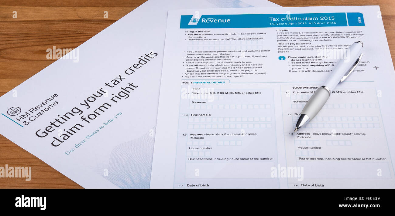 A blank Tax Credit application form on a desk, with pen Stock Photo - Alamy