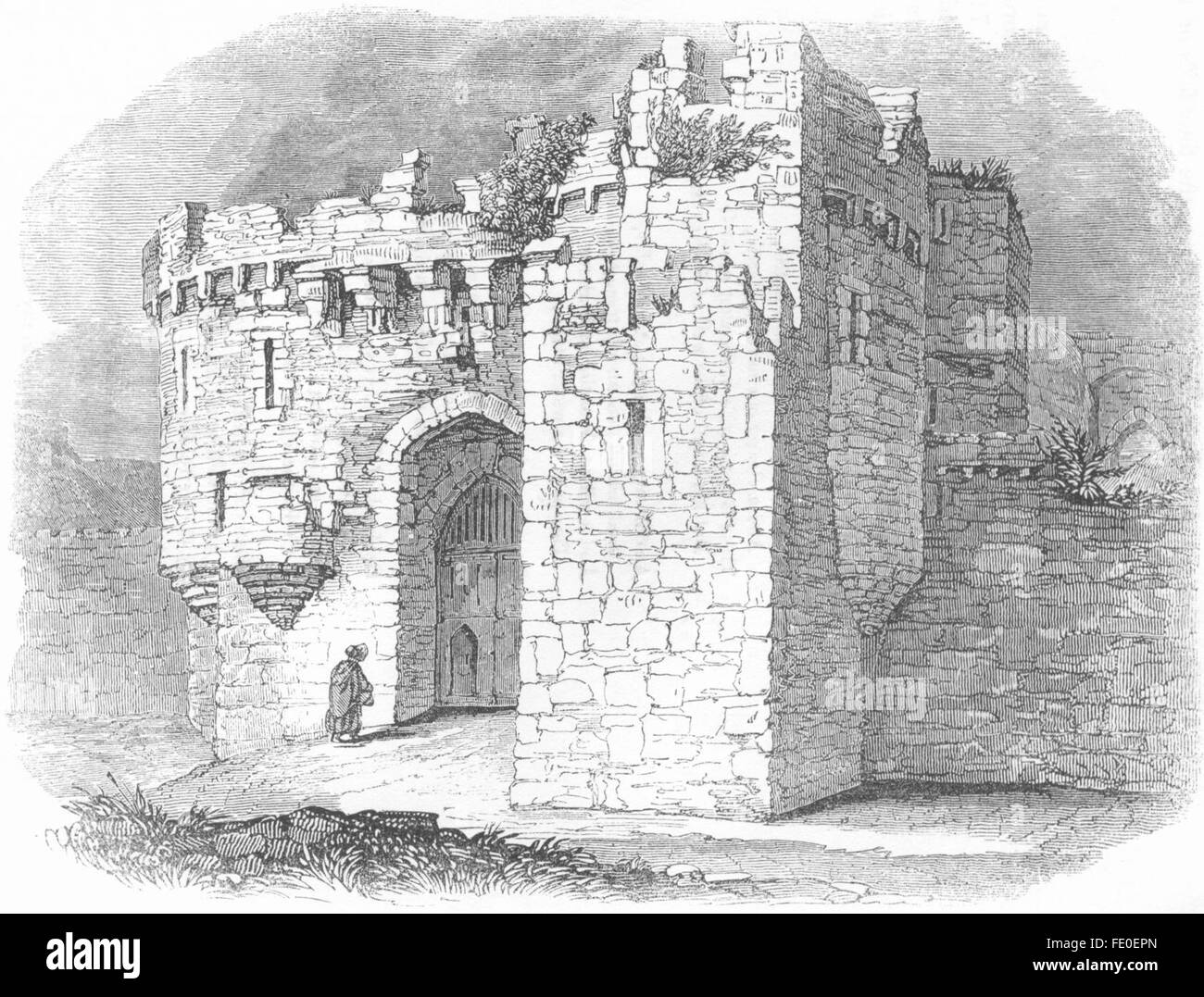 WALES: Beaumaris Castle, antique print 1845 Stock Photo - Alamy