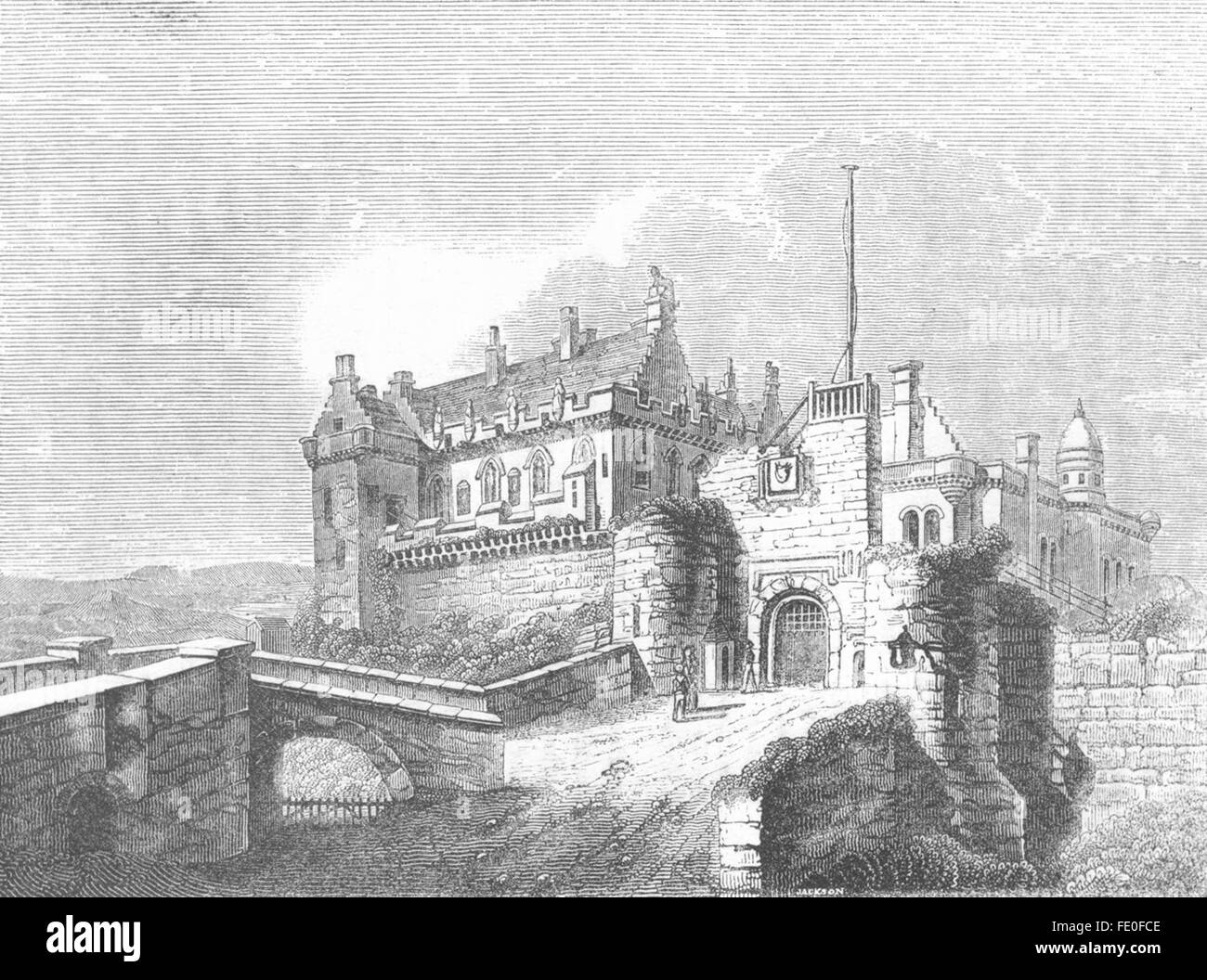 SCOTLAND: View of Stirling Castle, antique print 1845 Stock Photo - Alamy