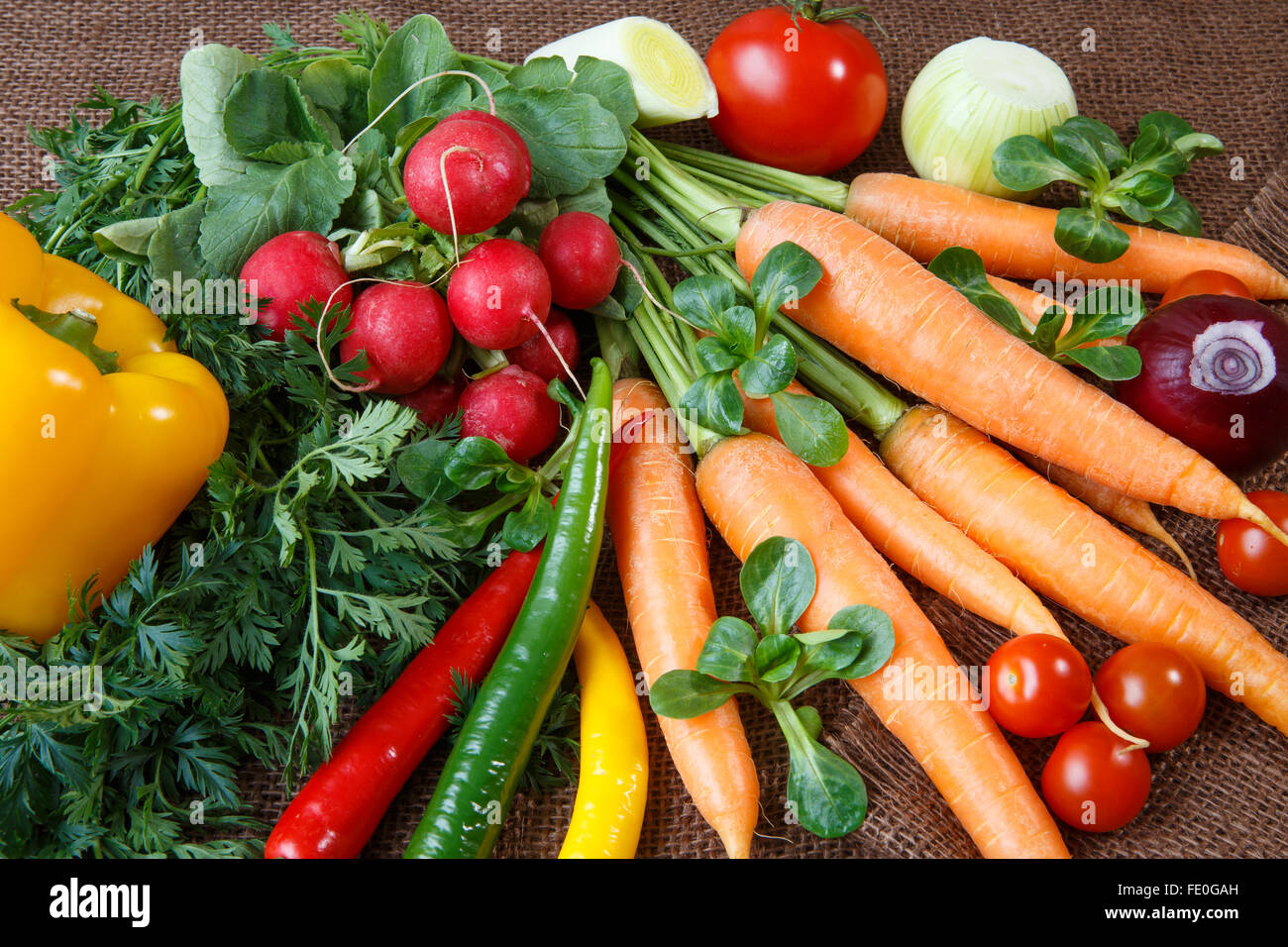 Still life with various fresh organic vegetables Stock Photo - Alamy