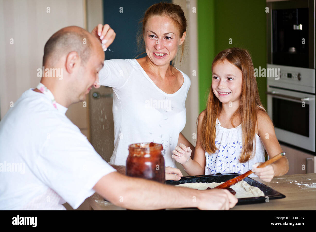 family preparing meals, dinner and breakfast Stock Photo - Alamy