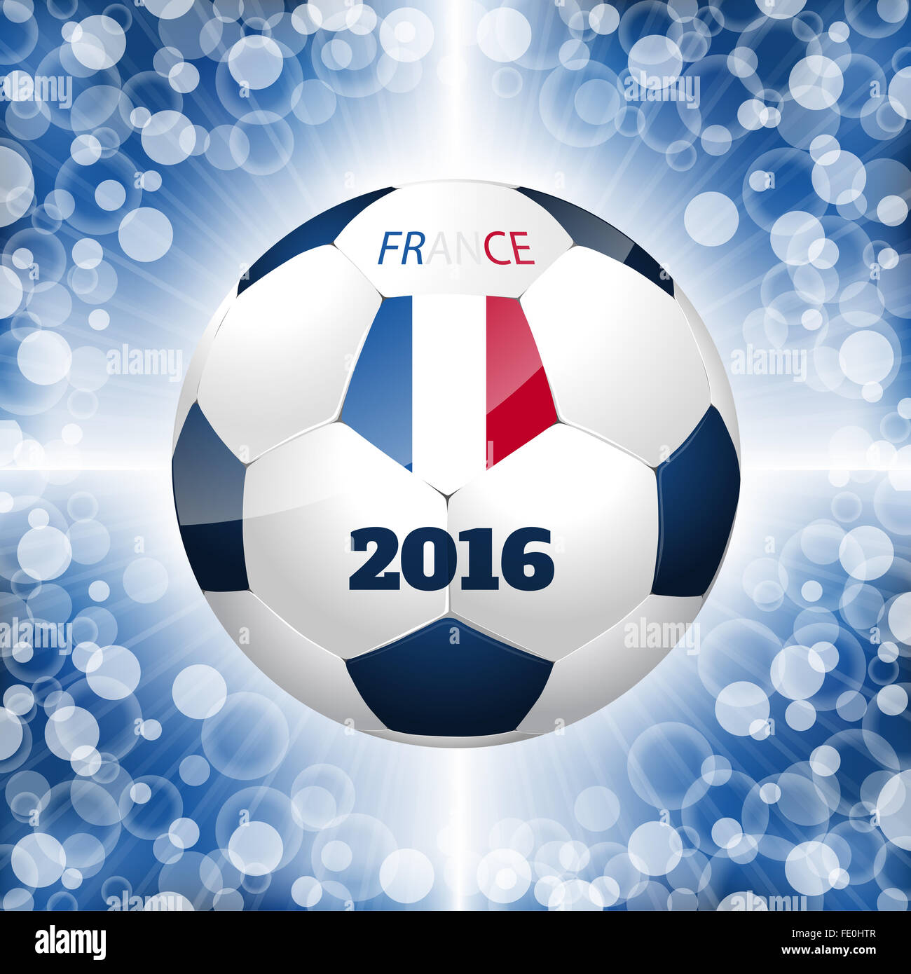 Soccer ball poster design with bursting blue background and french flag ...