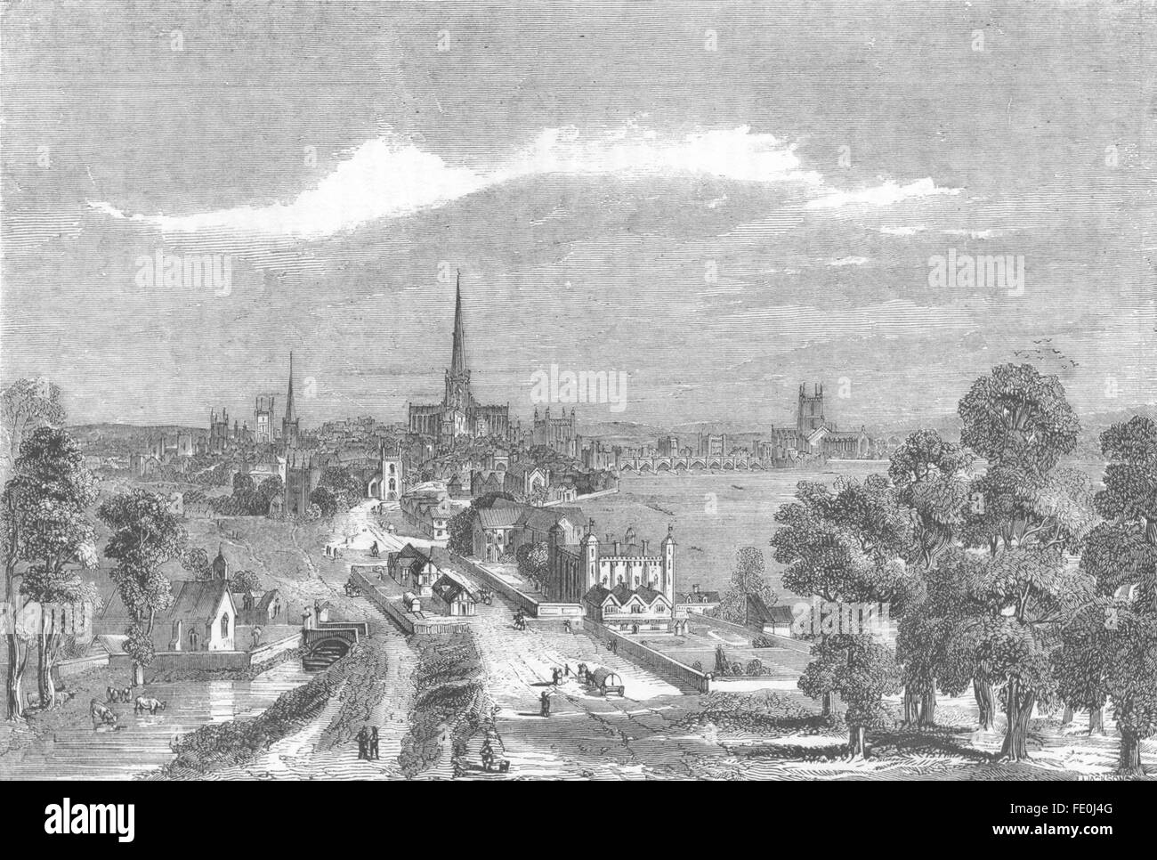 LONDON: Thoroughfare from Westminster to, antique print 1845 Stock ...