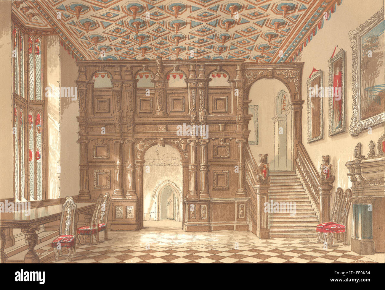 YORKS: Methley Hall, antique print 1845 Stock Photo - Alamy