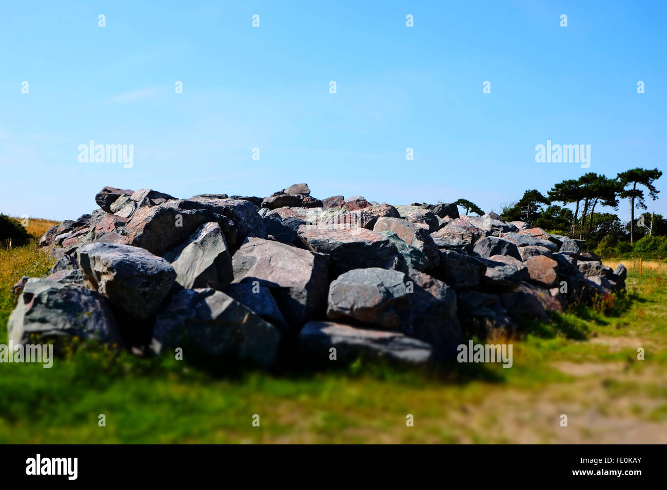 Stockpile of rock armour for future coastal defence work along the ...