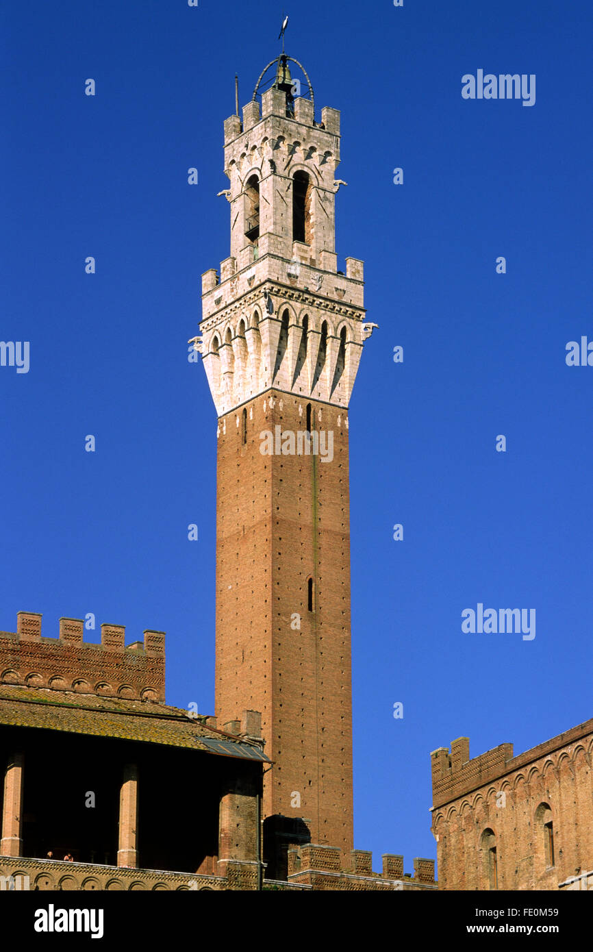 Italy, Tuscany, Siena, Palazzo Pubblico, Mangia tower Stock Photo - Alamy