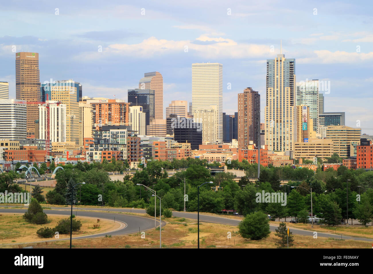Skyline of Denver in Colorado, USA. Denver is the most populous city in ...