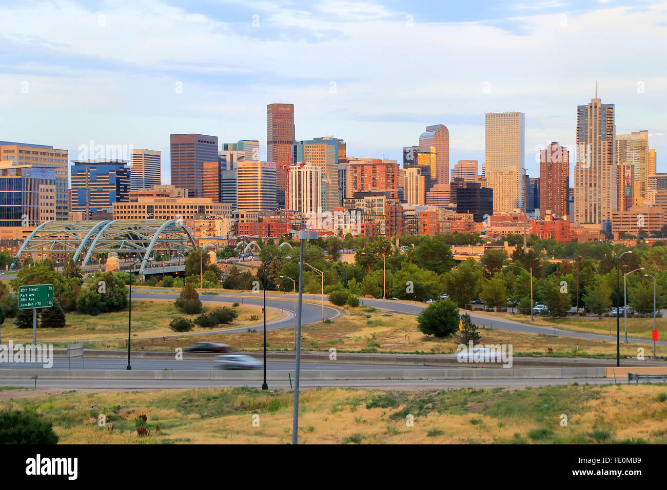 Skyline of Denver in Colorado, USA. Denver is the most populous city in ...